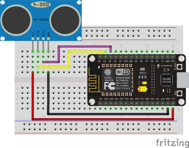 Nodemcu Esp8266 Esp8285 Arduino 25 Esp8266 Nudemcu Hcsr04 Ultrasonic Esp8266 วัดระยะทางด้วย